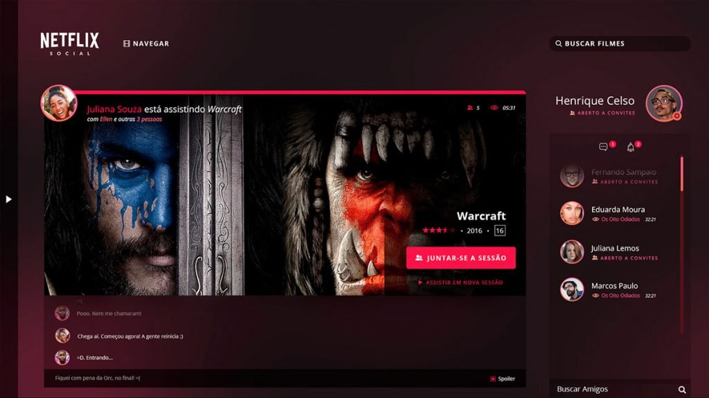 Netflix Social: um lindo projeto conceitual do designer Henrique Celso ...