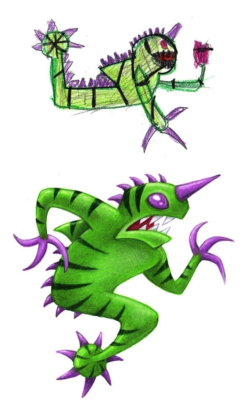 Ele redesenhou os monstros criados por 100 crianças e o resultado é ...