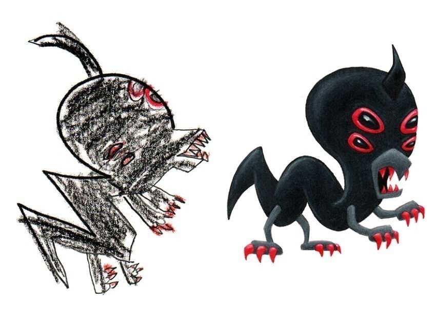 Ele redesenhou os monstros criados por 100 crianças e o resultado é ...