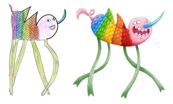 Esse ilustrador redesenha divertidos monstros criados por crianças ...