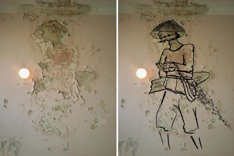 Essa artista enxerga criativas ilustrações em manchas e paredes ...