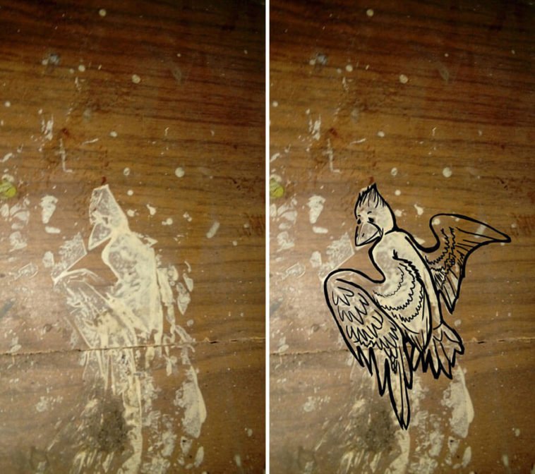 Essa artista enxerga criativas ilustrações em manchas e paredes ...