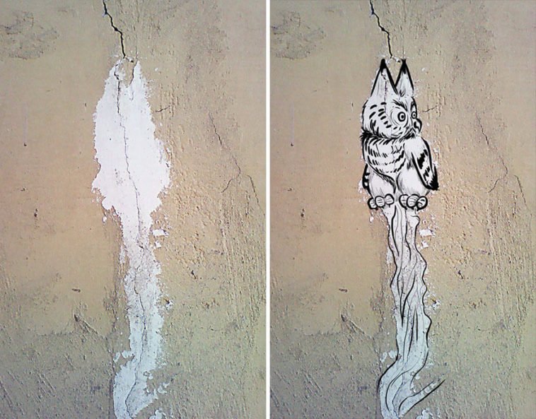 Essa artista enxerga criativas ilustrações em manchas e paredes ...