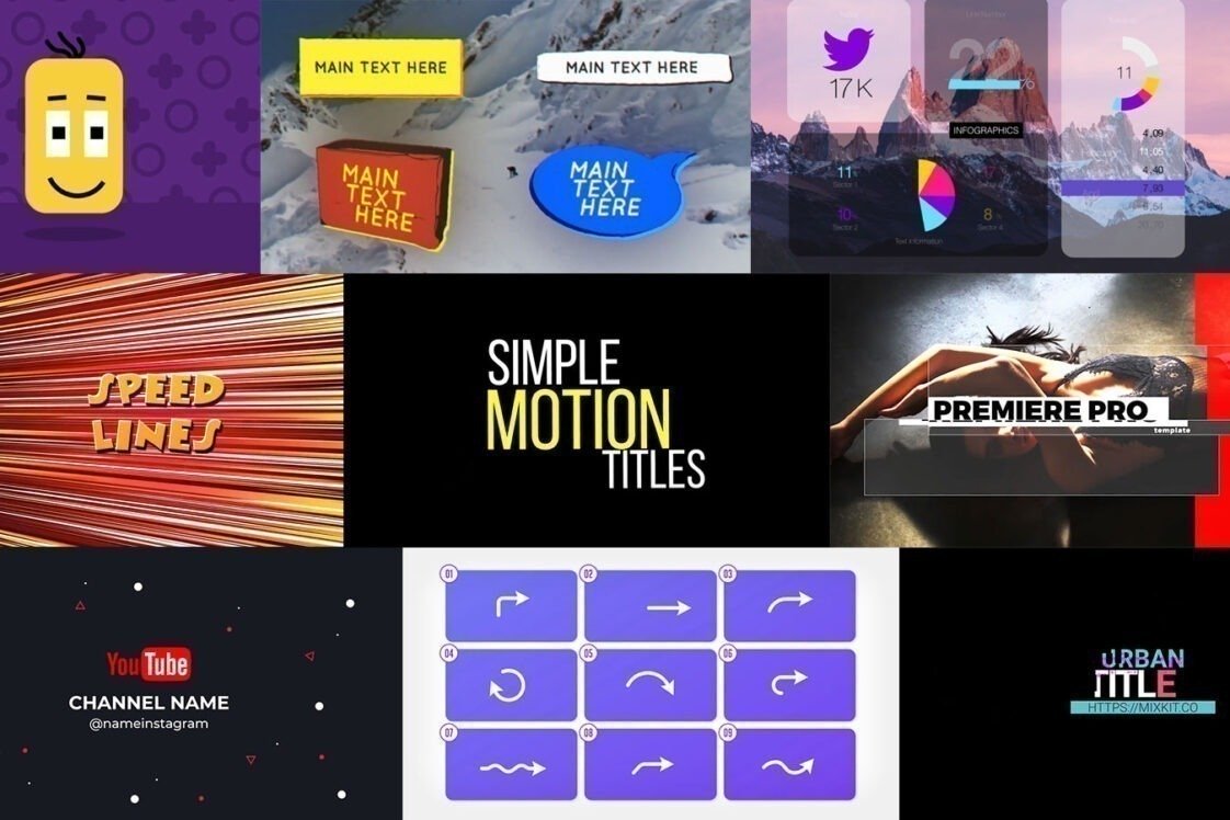 30 templates de Motion Graphics (mogrt) para Premiere Pro • Designerd