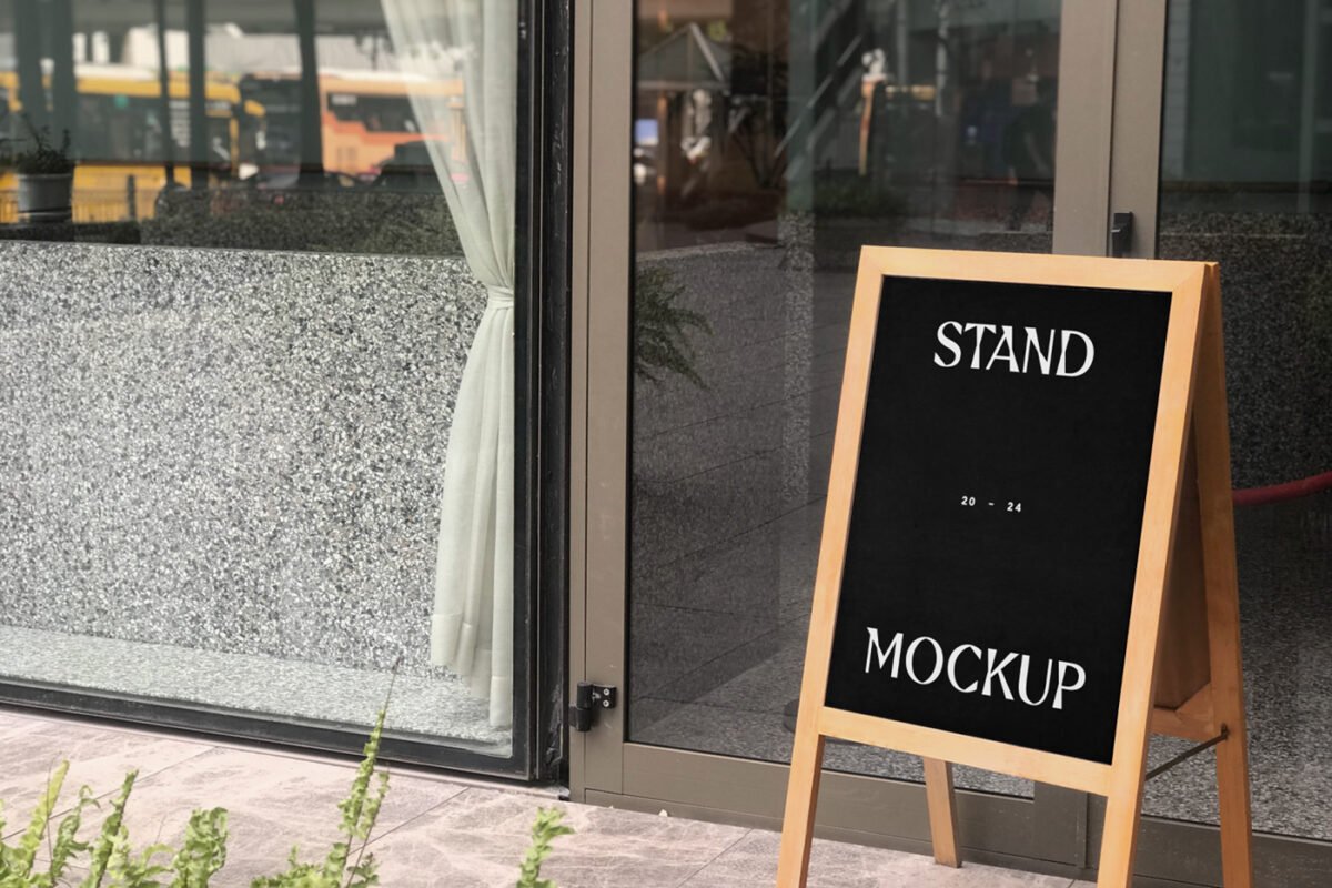 Mockup de Stand de Madeira Gratuito • Designerd